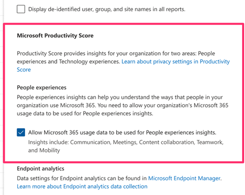 Globale Verfügbarkeit von Microsoft Productivity Score