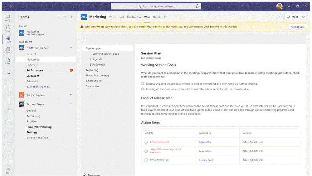 Ende Von Wiki App Und Notizen In Microsoft Teams