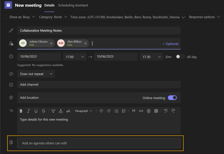 Collaborative Meeting Notes in Teams Besprechung | Topedia Blog
