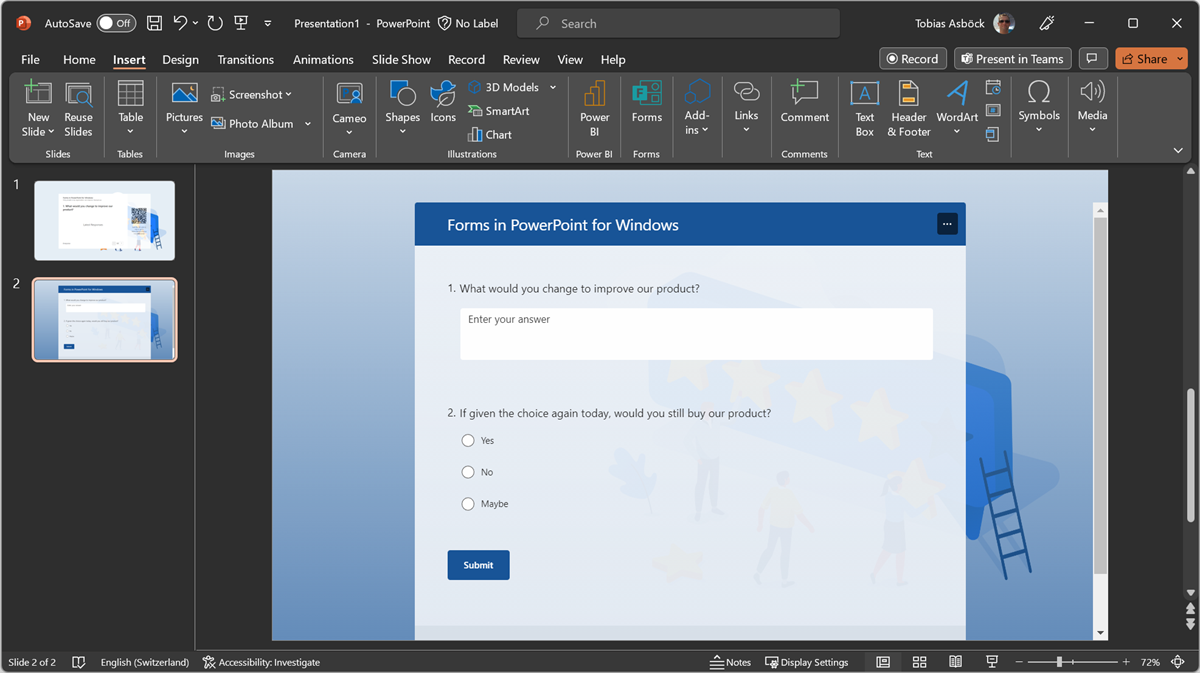 Microsoft Forms in PowerPoint | Topedia Blog