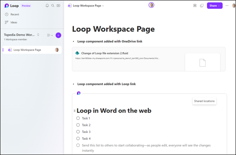 Loop Komponenten aus OneDrive in Loop im Web | Topedia Blog