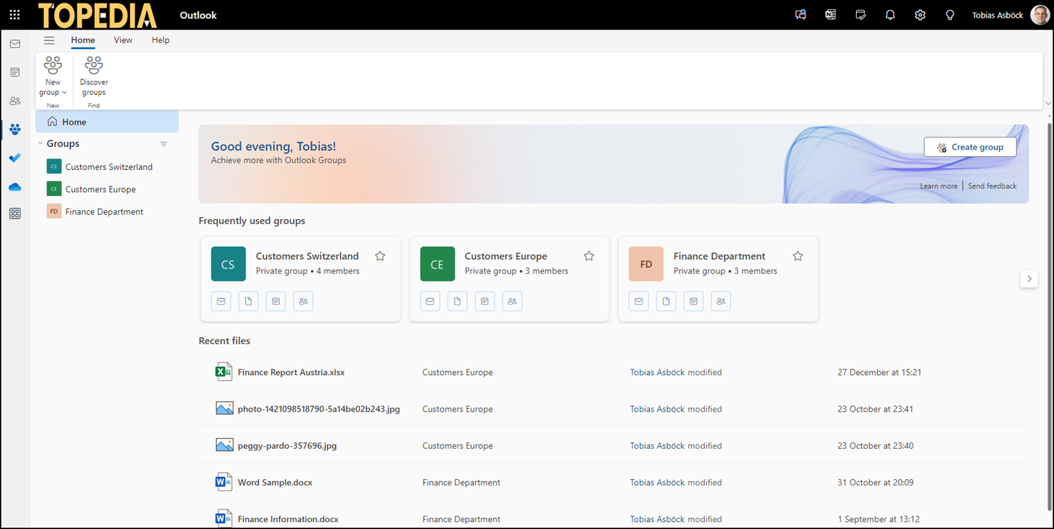 Neue Startseite für Microsoft 365 Gruppen in Outlook | Topedia Blog Neue Startseite für Microsoft 365 Gruppen in Outlook | Topedia Blog
