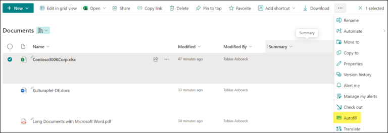 Autofill Columns in SharePoint (mit SharePoint Premium) | Topedia Blog