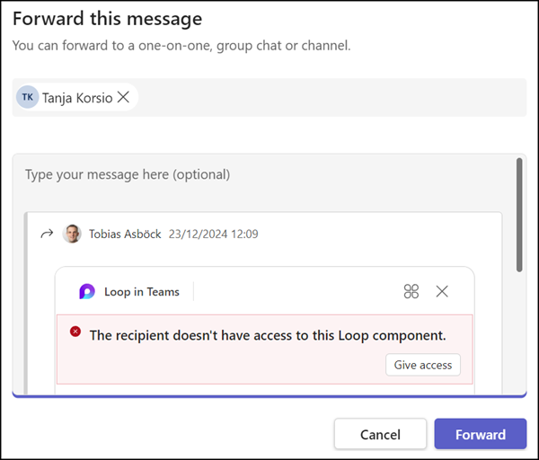 Loop Komponenten in Teams Chats und Kanäle weiterleiten | Topedia Blog